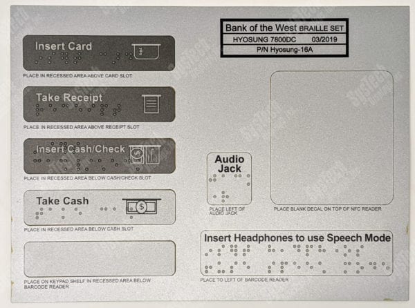 ATM Braille Decal | systechdisplays.com