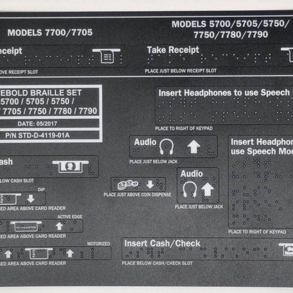 STD-H-1001-01A Hyosung 7600T 7600DA Braille Set - SysTech Displays