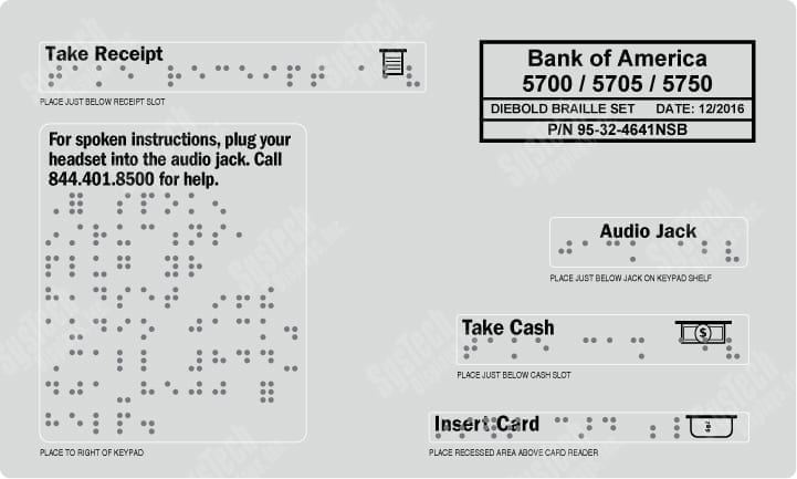 ATM Braille Decals for NCR, Diebold, and Hyosong - SysTech Displays